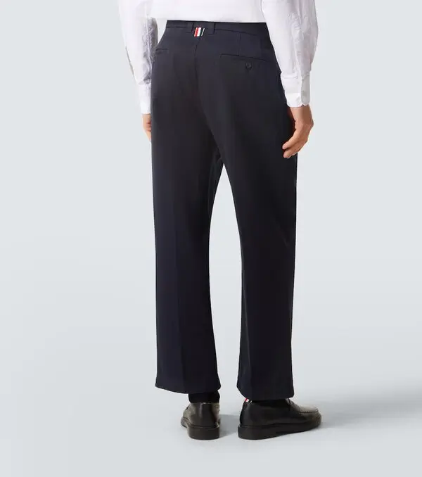 Thom Browne Cotton Twill Straight Pants - Blue