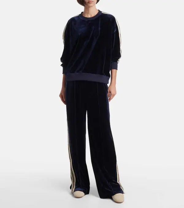 The Upside Monaco Lisel Striped Velour Sweatshirt