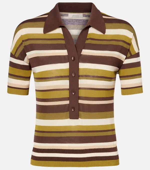 Faithfull The Brand Striped Cotton-blend Polo Shirt - Brown