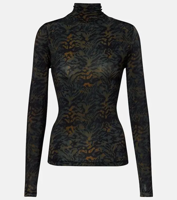 Ulla Johnson Aurelia Printed Jersey Turtleneck Top - Multicoloured