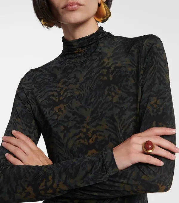Ulla Johnson Aurelia Printed Jersey Turtleneck Top - Multicoloured