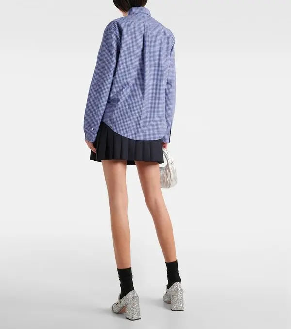 Miu Miu Logo Cotton Poplin Shirt - Blue