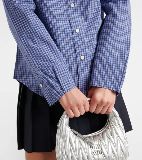 Miu Miu Logo Cotton Poplin Shirt - Blue