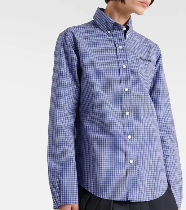 Miu Miu Logo Cotton Poplin Shirt - Blue