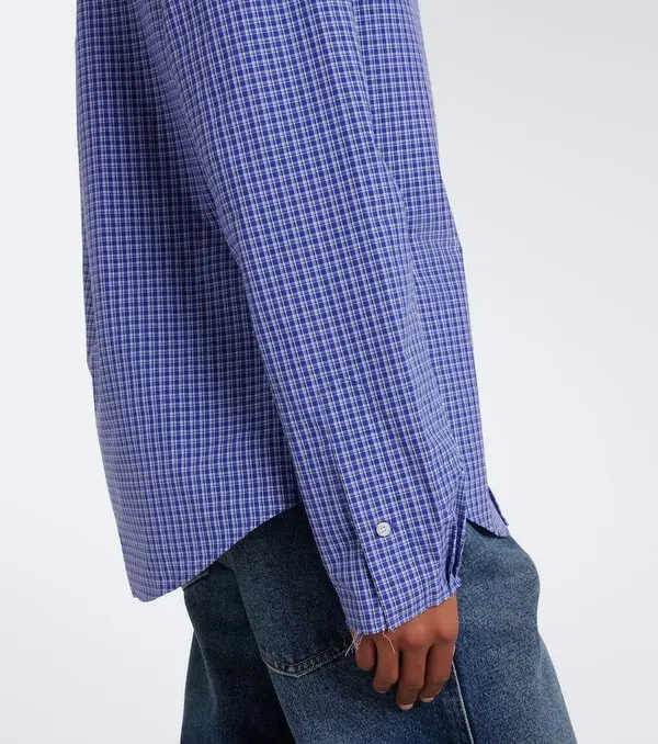 Miu Miu Logo Cotton Poplin Shirt - Blue