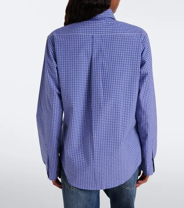 Miu Miu Logo Cotton Poplin Shirt - Blue