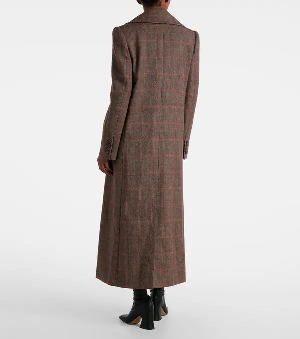 Chloé Checked Double-breasted Virgin Wool Coat - Brown