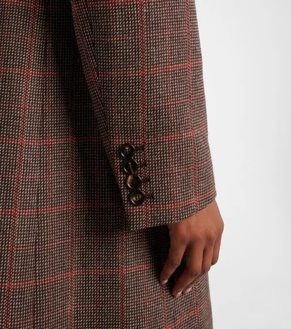 Chloé Checked Double-breasted Virgin Wool Coat - Brown
