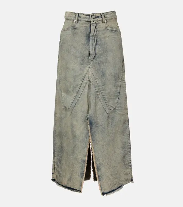 Rick Owens Denim Maxi Skirt - Blue