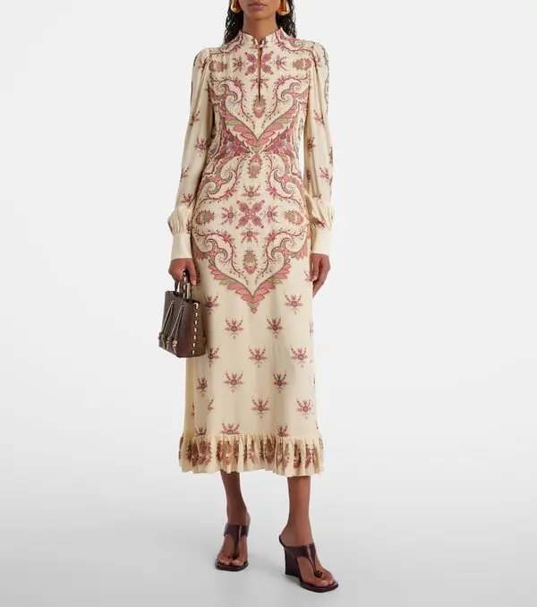 Etro Cutout Printed Midi Dress