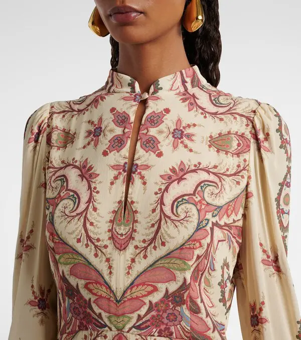 Etro Cutout Printed Midi Dress