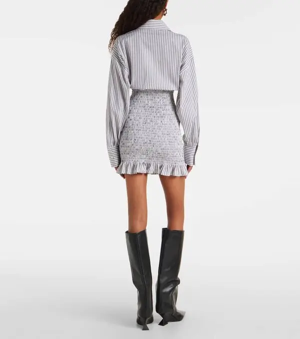 Attico Striped Ruched Cotton Shirt Dress