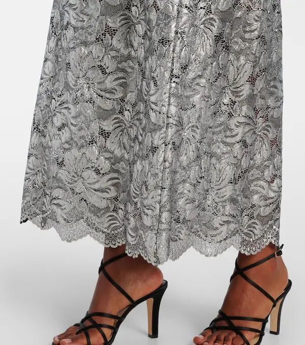 Rabanne Metallic-effect Lace Maxi Dress - Silver