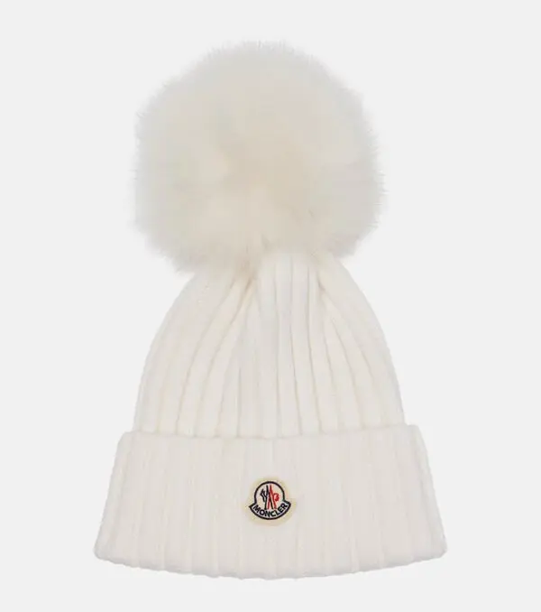 Moncler Ribbed-knit Virgin Wool Beanie - White