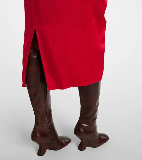 Stella McCartney Twist Satin Midi Dress - Red