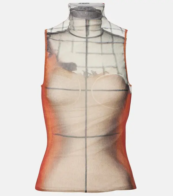 JEAN PAUL GAULTIER Fire Tulle Top