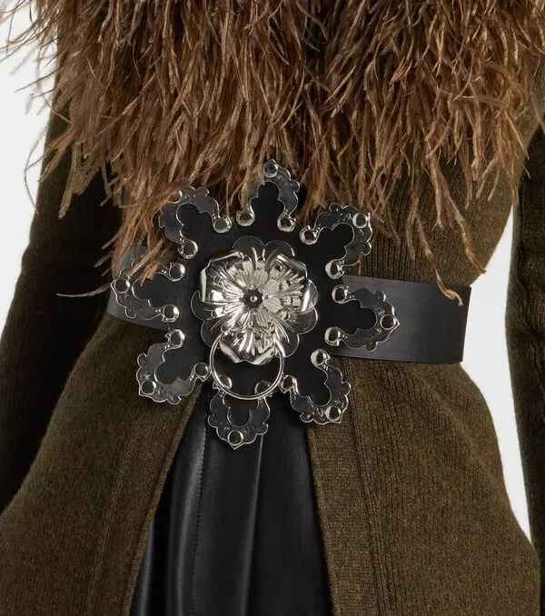 Blumarine Floral Leather Belt