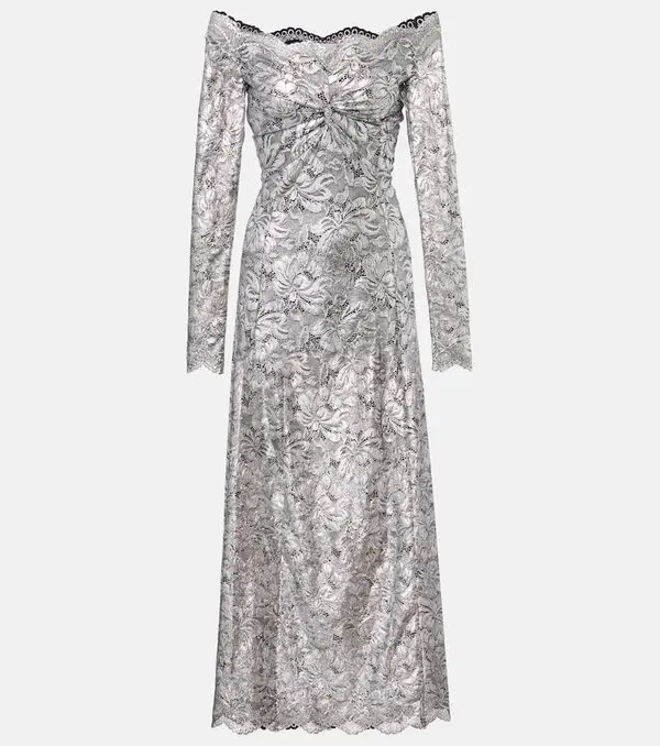 Rabanne Metallic-effect Lace Maxi Dress