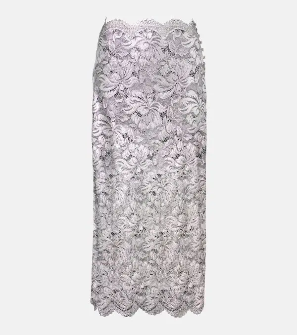 Rabanne Metallic-effect Lace Midi Skirt