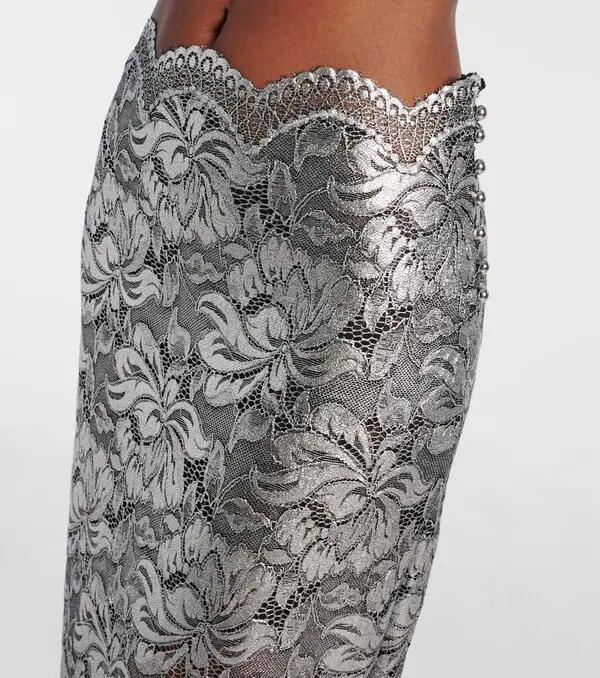 Rabanne Metallic-effect Lace Midi Skirt