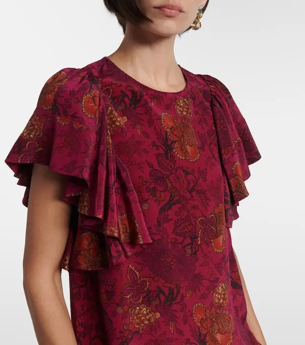 Ulla Johnson Lena Floral Silk Crepe De Chine Top