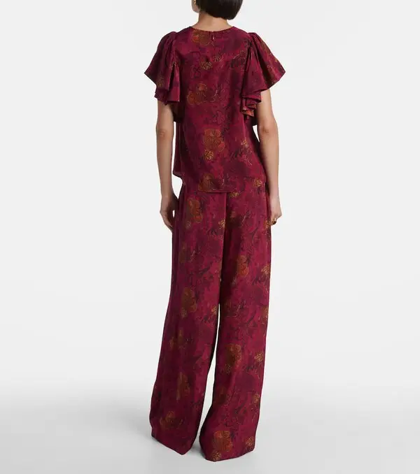 Ulla Johnson Lena Floral Silk Crepe De Chine Top