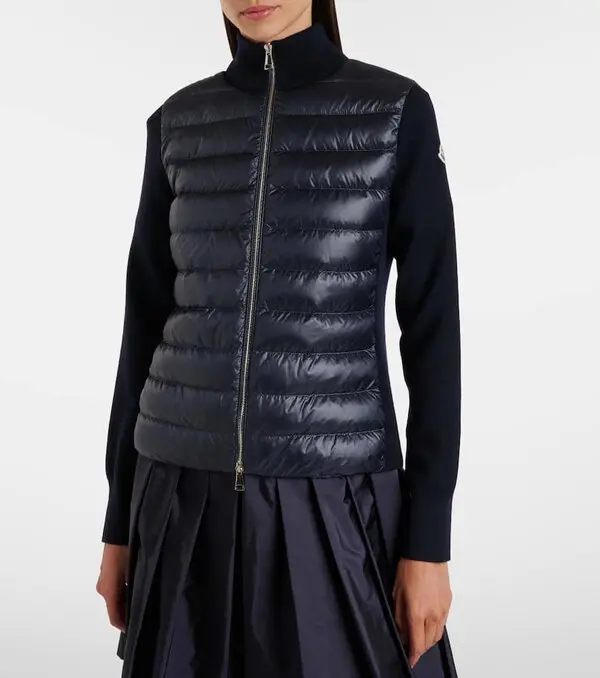 Moncler Down-paneled Virgin Wool Cardigan