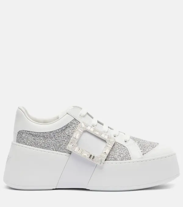 ROGER VIVIER Viv' Skate Embellished Sneakers