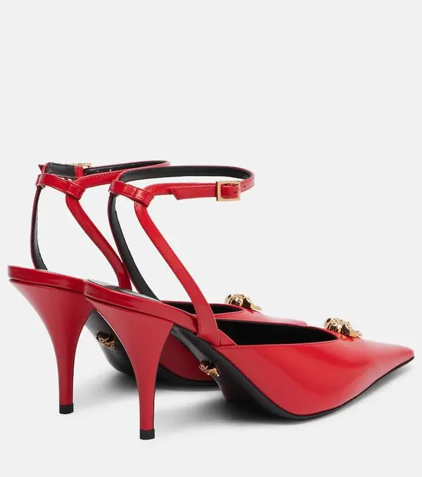 Versace La Medusa 85 Leather Slingback Pumps