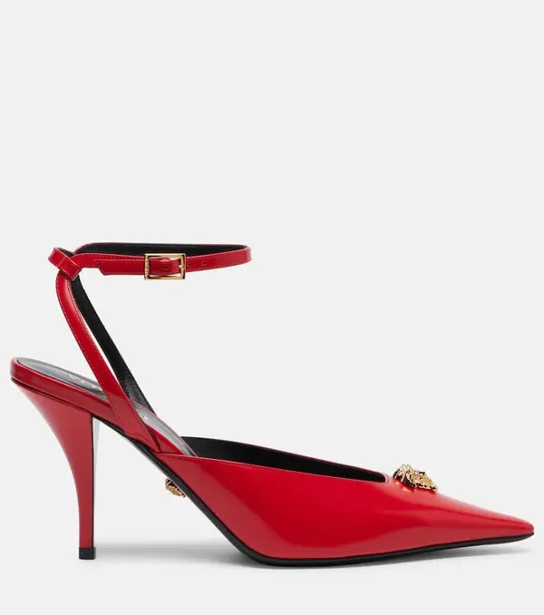 Versace La Medusa 85 Leather Slingback Pumps