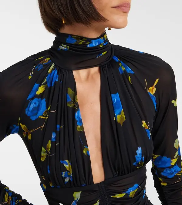 Blumarine Cutout Floral Jersey Minidress