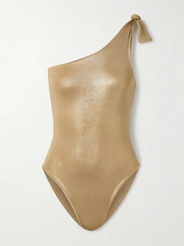 SARA CRISTINA Nerea One-shoulder Metallic Swimsuit - Gold