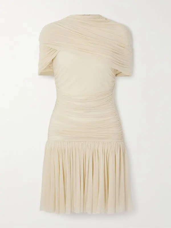 Magda Butrym Cape-effect Draped Ruched Jersey Mini Dress