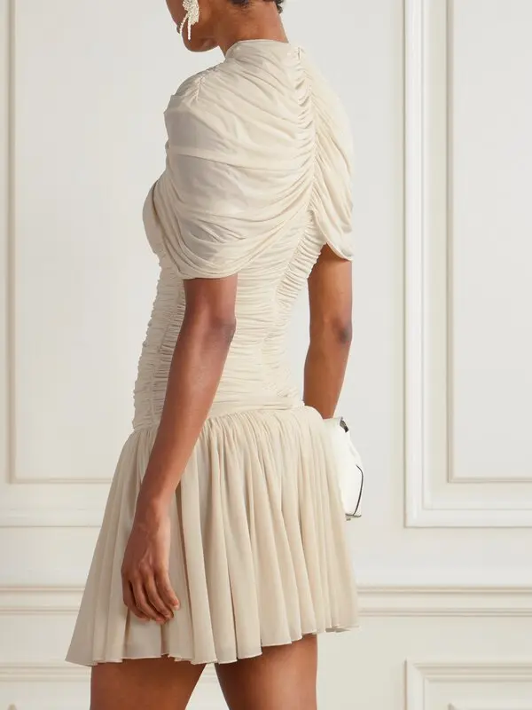 Magda Butrym Cape-effect Draped Ruched Jersey Mini Dress