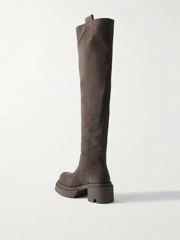 Rick Owens Wader Bogun Suede Over-the-knee Platform Boots