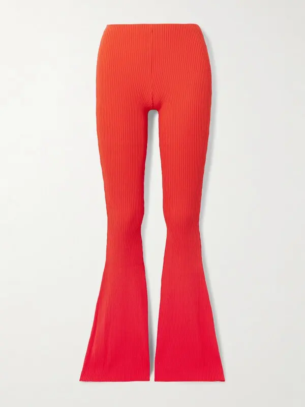 Stella McCartney Recycled Ribbed-knit Flare Pants