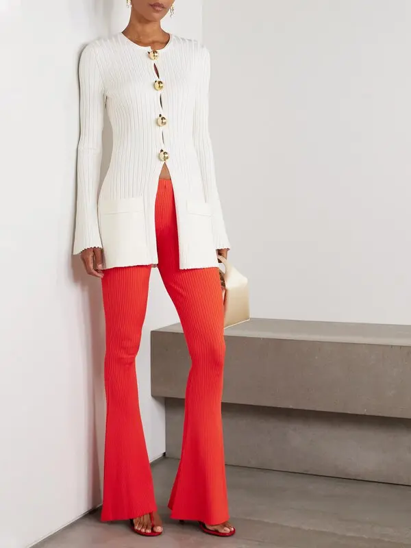 Stella McCartney Recycled Ribbed-knit Flare Pants