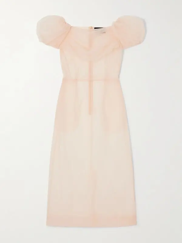 Simone Rocha Gathered Layered Tulle Midi Dress