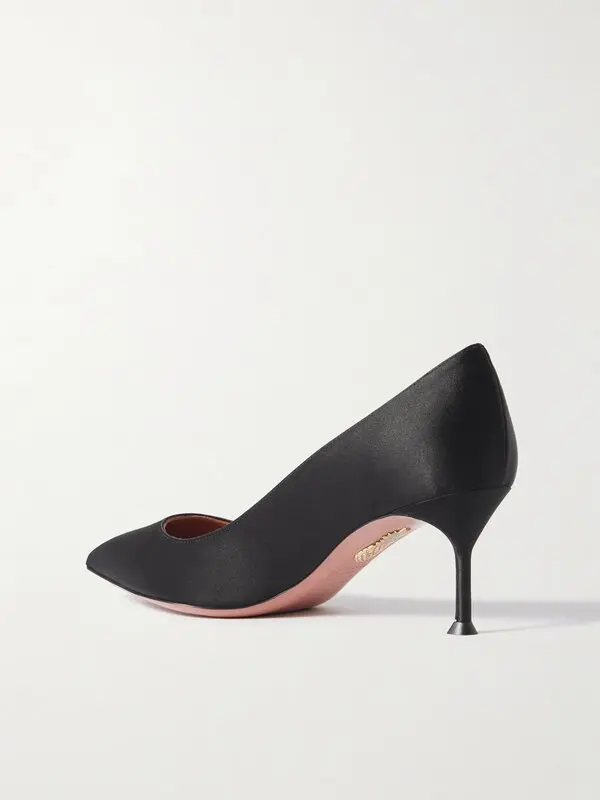 AQUAZZURA Purist 65 Satin Point-toe Pumps - Black