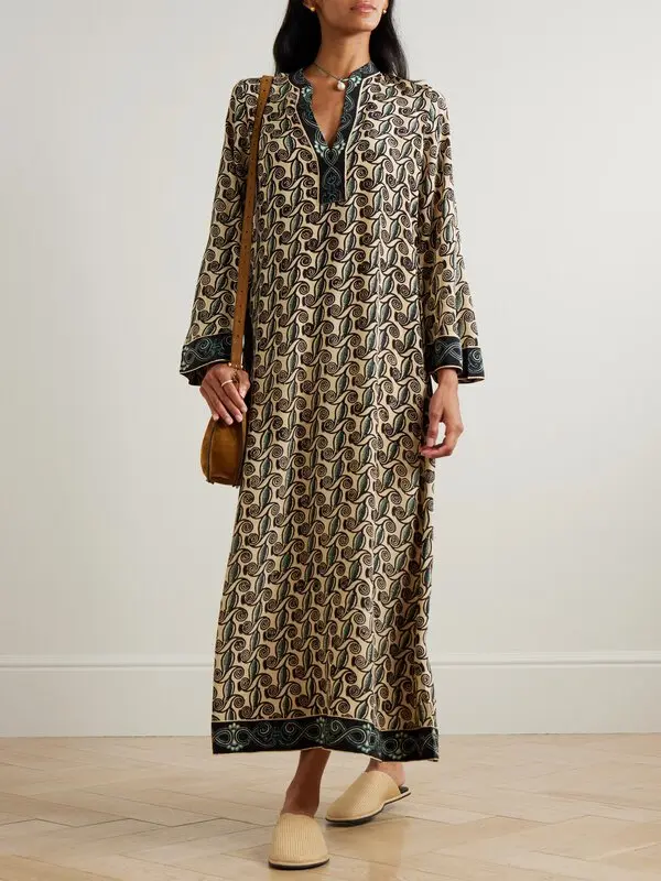 EMPORIO SIRENUSE Jenna Kamares Printed Silk-voile Kaftan