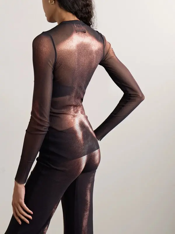 JEAN PAUL GAULTIER Body Dust Printed Mesh Top - Black