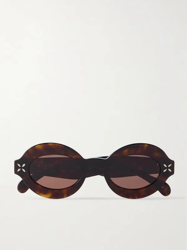 Alaïa Petal Oval-frame Sunglasses - Tortoiseshell