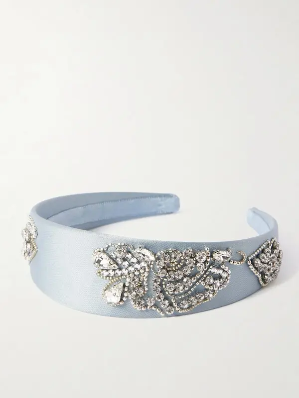Erdem Crystal-embellished Satin Headband - Blue
