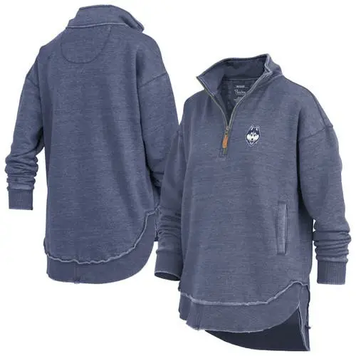 PRESSBOX Uconn Huskies Northfork Sojourn Poncho Quarter-zip Sweatshirt - Navy