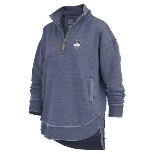 PRESSBOX Uconn Huskies Northfork Sojourn Poncho Quarter-zip Sweatshirt - Navy