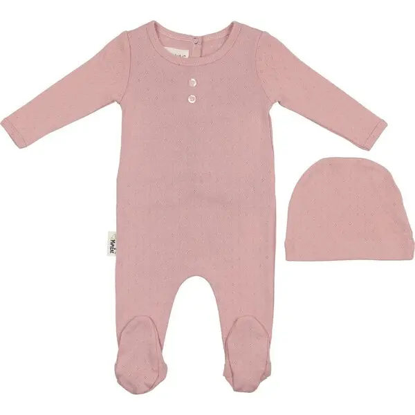 MANIÈRE Pointelle Footie And Hat Set - Mauve