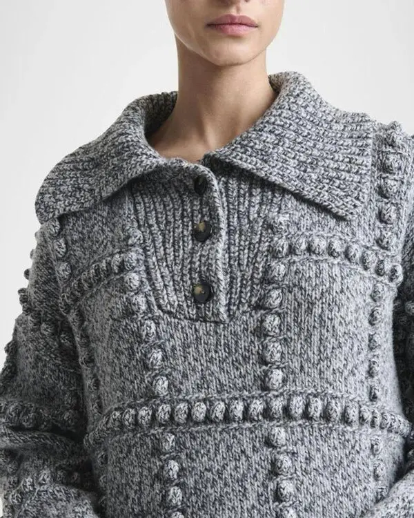 Altuzarra Mitch Henley Sweater - Grey Mel