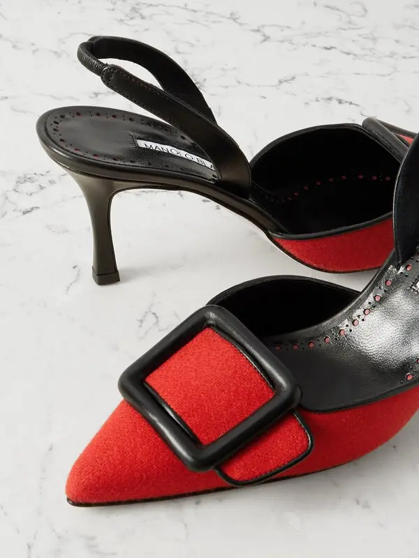 Manolo Blahnik Mayslibi 70 Buckled Slingback Pumps - Red