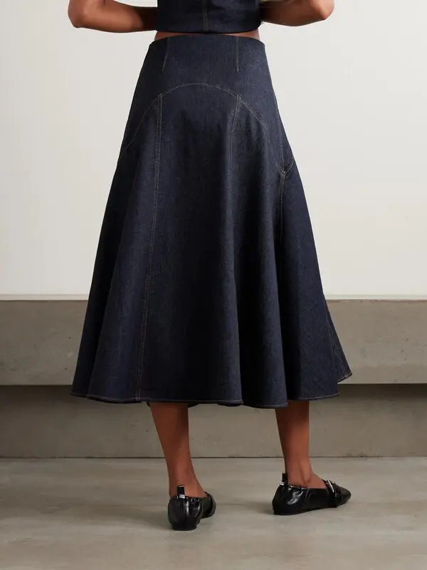 Jacquemus Triangle De-nîmes Embroidered Denim Midi Skirt