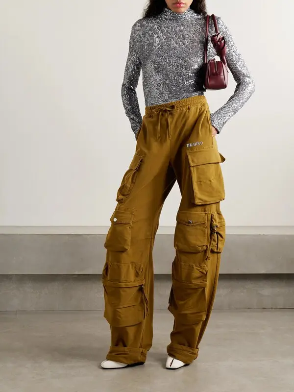 Rabanne Sequined Tulle Turtleneck Top - Silver